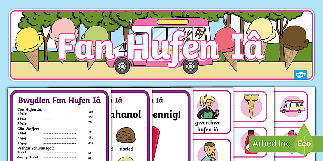 Pecyn Chwarae Rôl: Fan Hufen Iâ (teacher made) - Twinkl