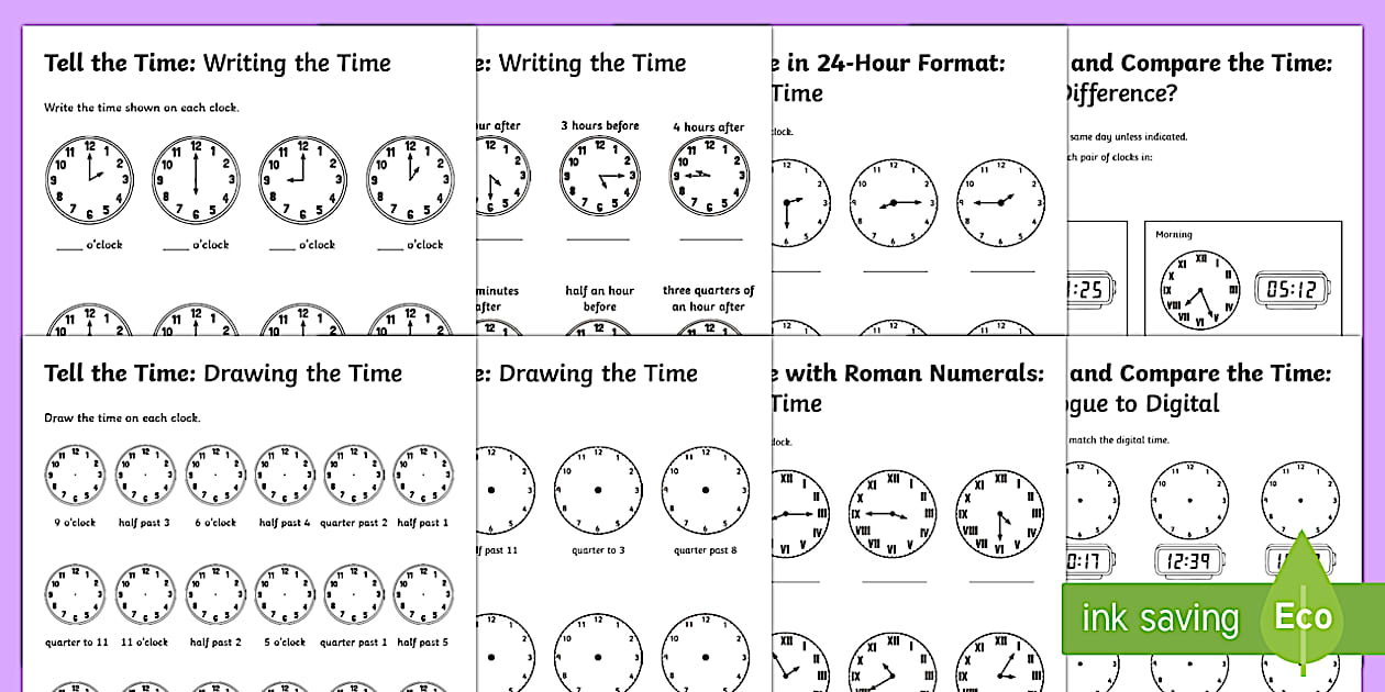 Tell the Time Differentiated Worksheet / Worksheets Maths Resource Pack