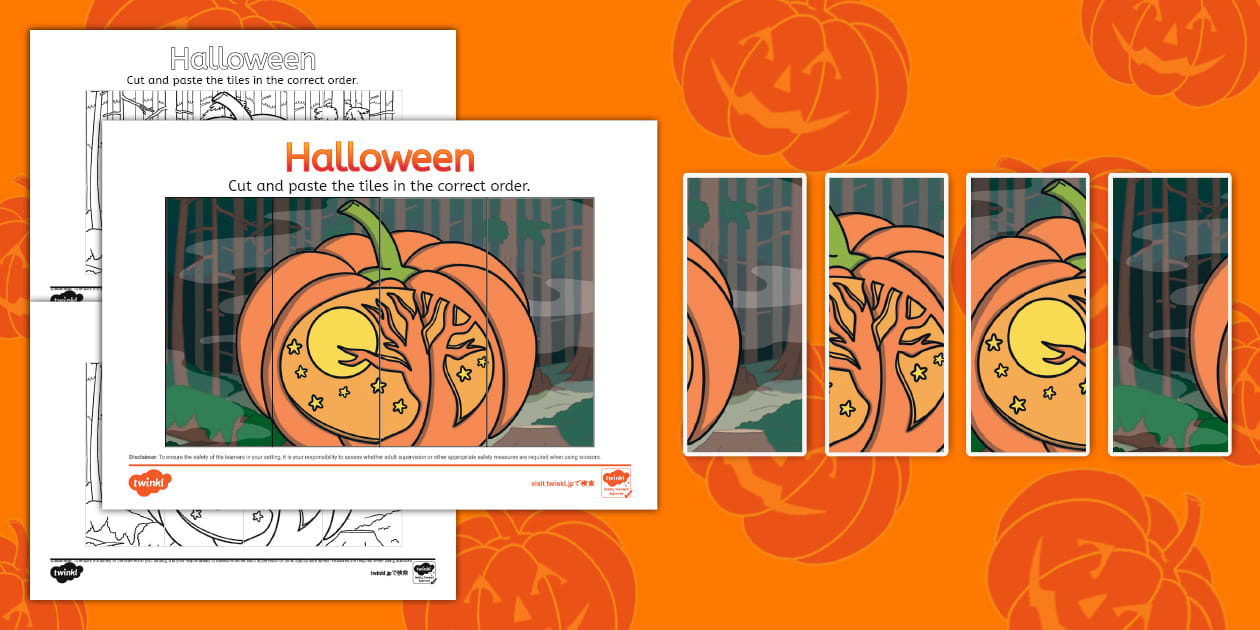 Halloween Puzzle Strips Halloween Activity - Twinkl