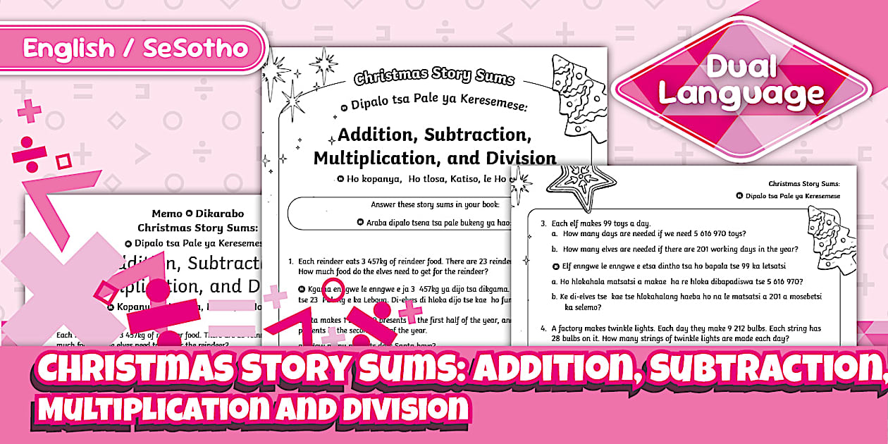 Story Sums Addition Subtraction, Multiplication and Division