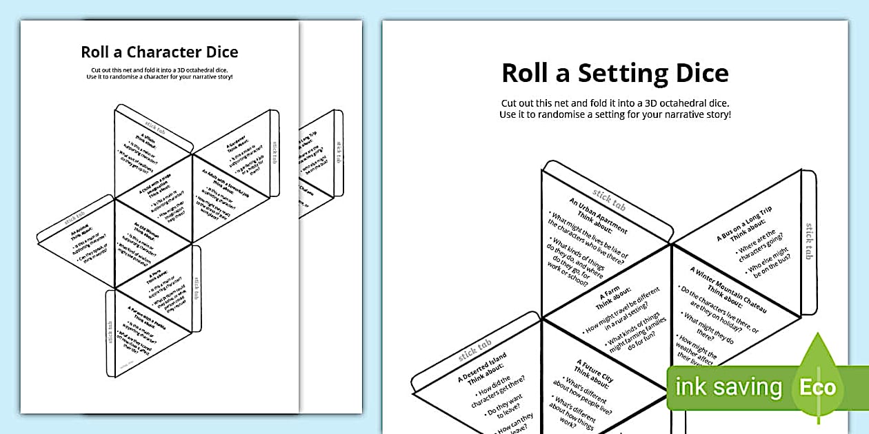 Year 7-8 Narrative Writing Roll a Setting and Character Dice