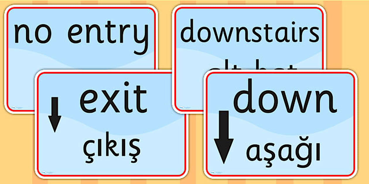 Directions and Safety Signs EAL Turkish Version - Twinkl