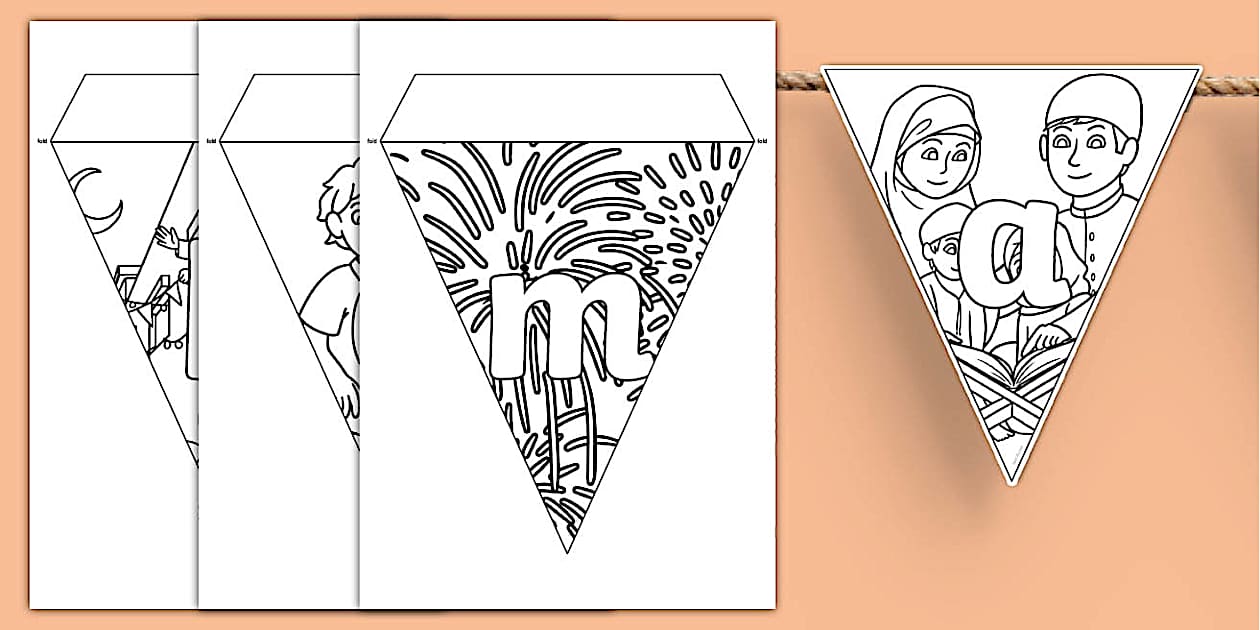 Ramadan Colouring Bunting (teacher made) - Twinkl