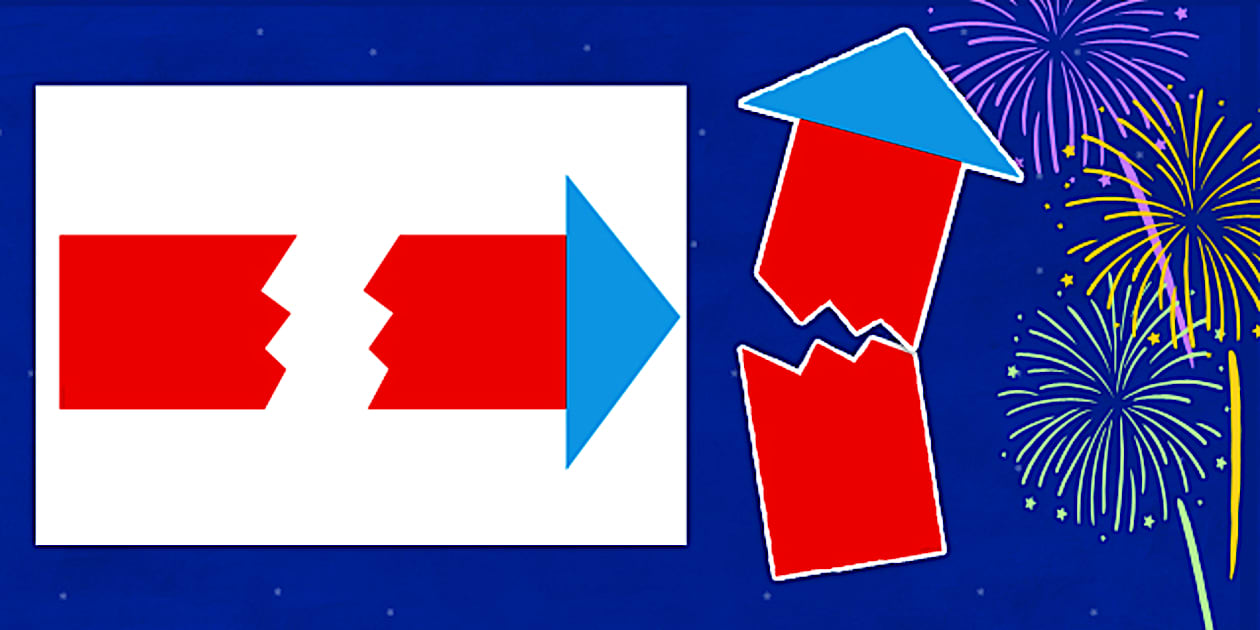 Rocket Broken in Half Cut Out (teacher made) - Twinkl