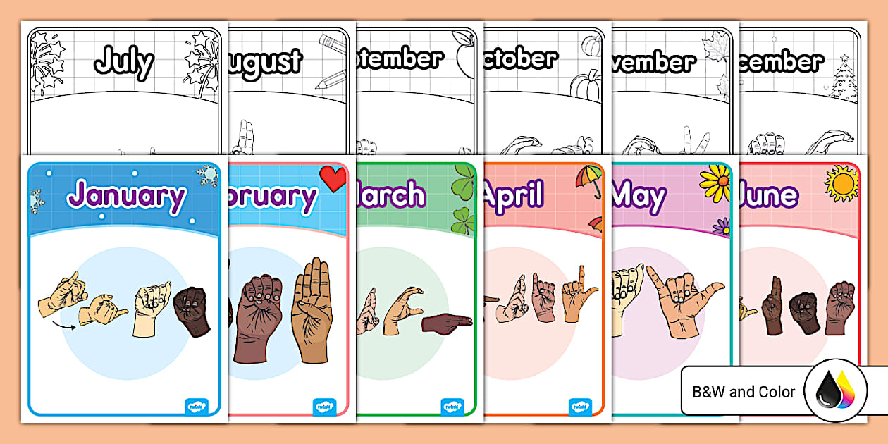 ASL Months of the Year Posters (Teacher-Made) - Twinkl