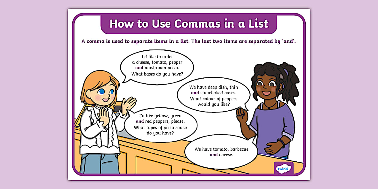 All About Commas in a List Display Poster (teacher made)