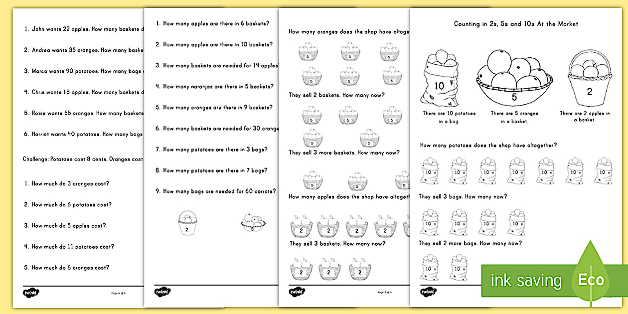 Counting in 2s, 5s and 10s Activity (teacher made) - Twinkl
