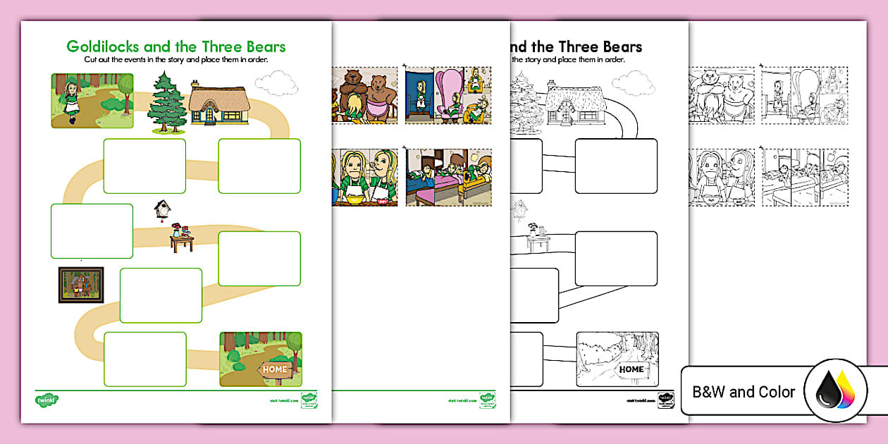Goldilocks and the Three Bears Cut and Paste Story Map for K-2nd Grade