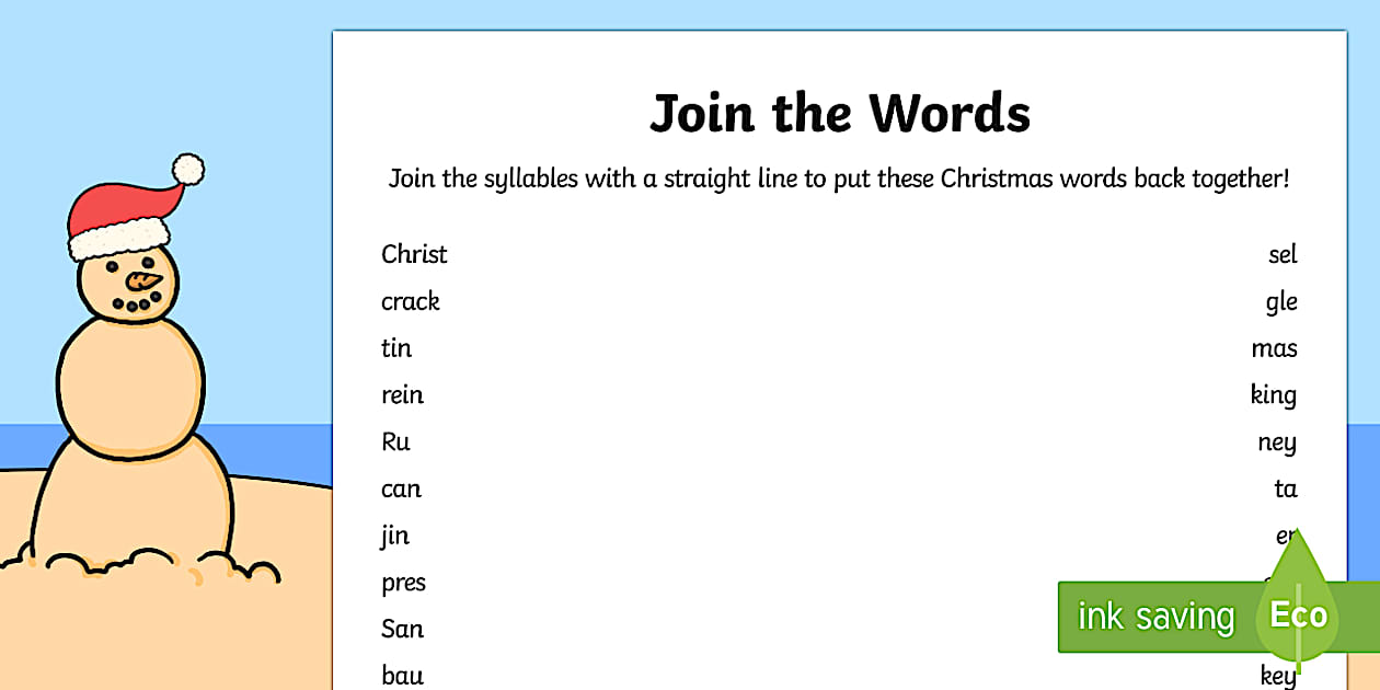 SA Christmas Make the Words Worksheet (professor feito)