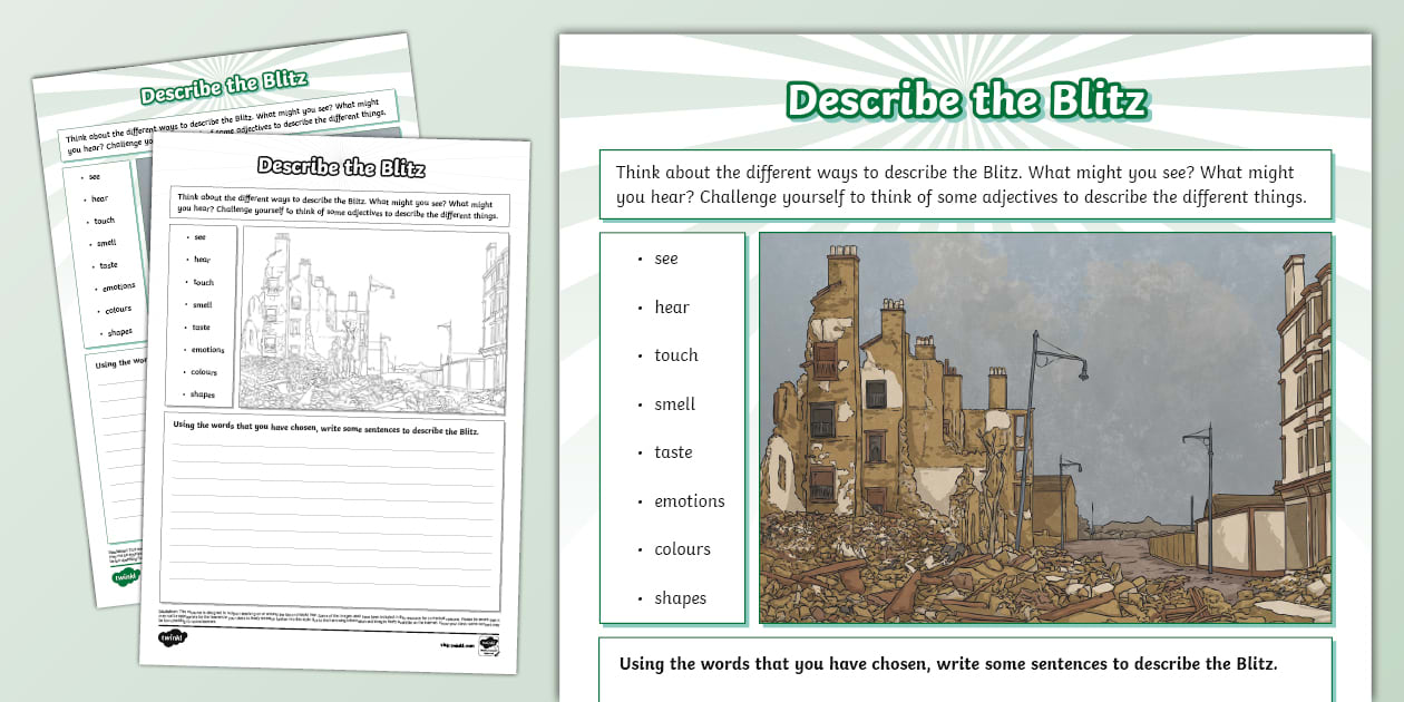 The Blitz Adjectives Worksheet (teacher made) - Twinkl
