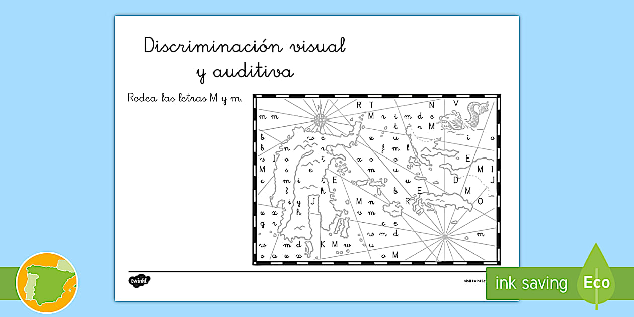 Ficha de discriminación visual y auditiva: La letra M