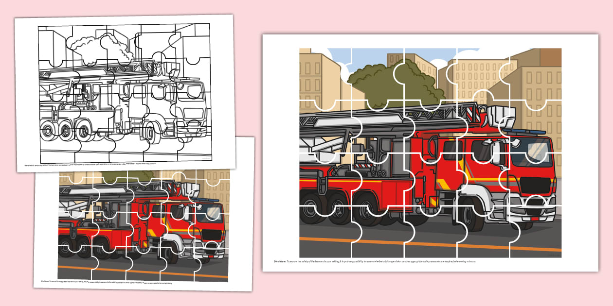 Fire Truck Jigsaw Puzzle - Twinkl Puzzle (Teacher-Made)
