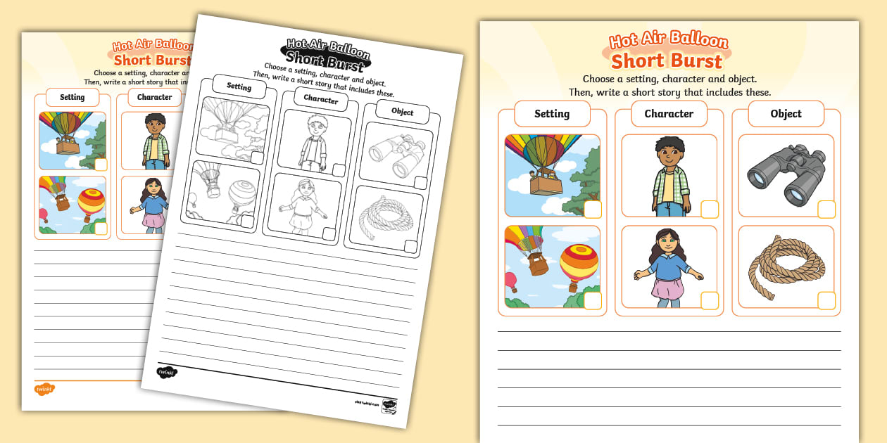Hot Air Balloon Short Burst Writing Template (teacher made)