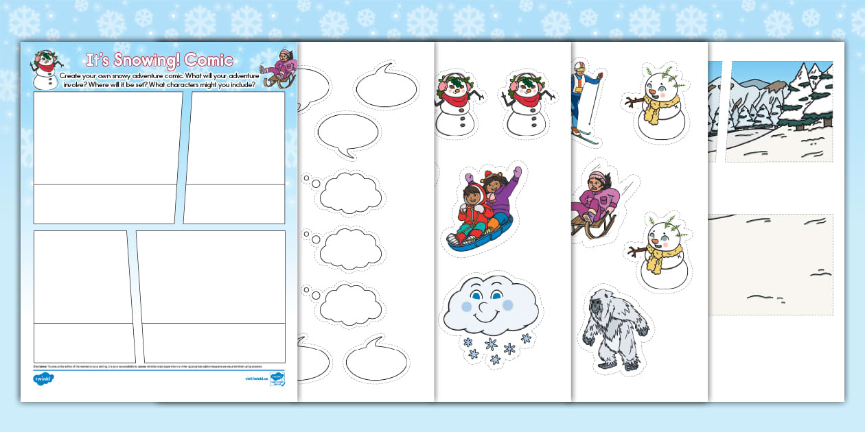 It's Snowing! Comic Cut and Stick (Teacher-Made) - Twinkl