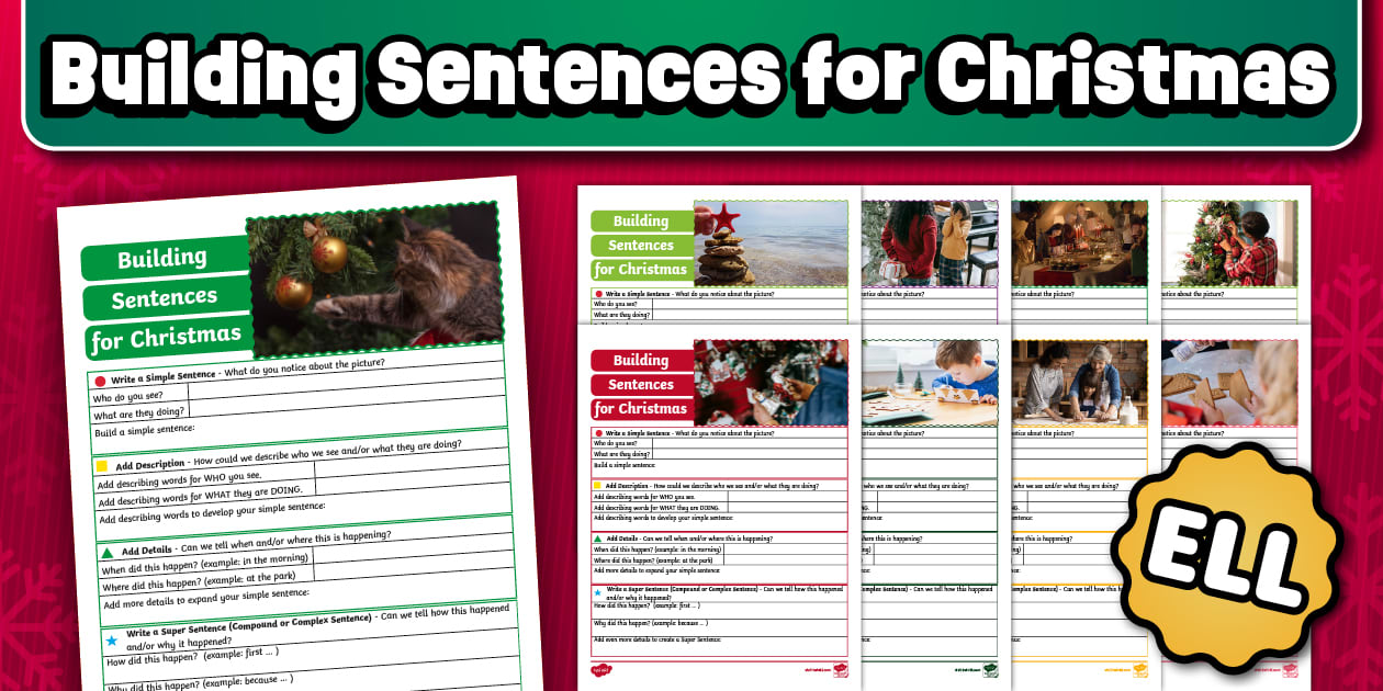 Build Christmas Sentences With Visual Prompts Worksheets for ELL