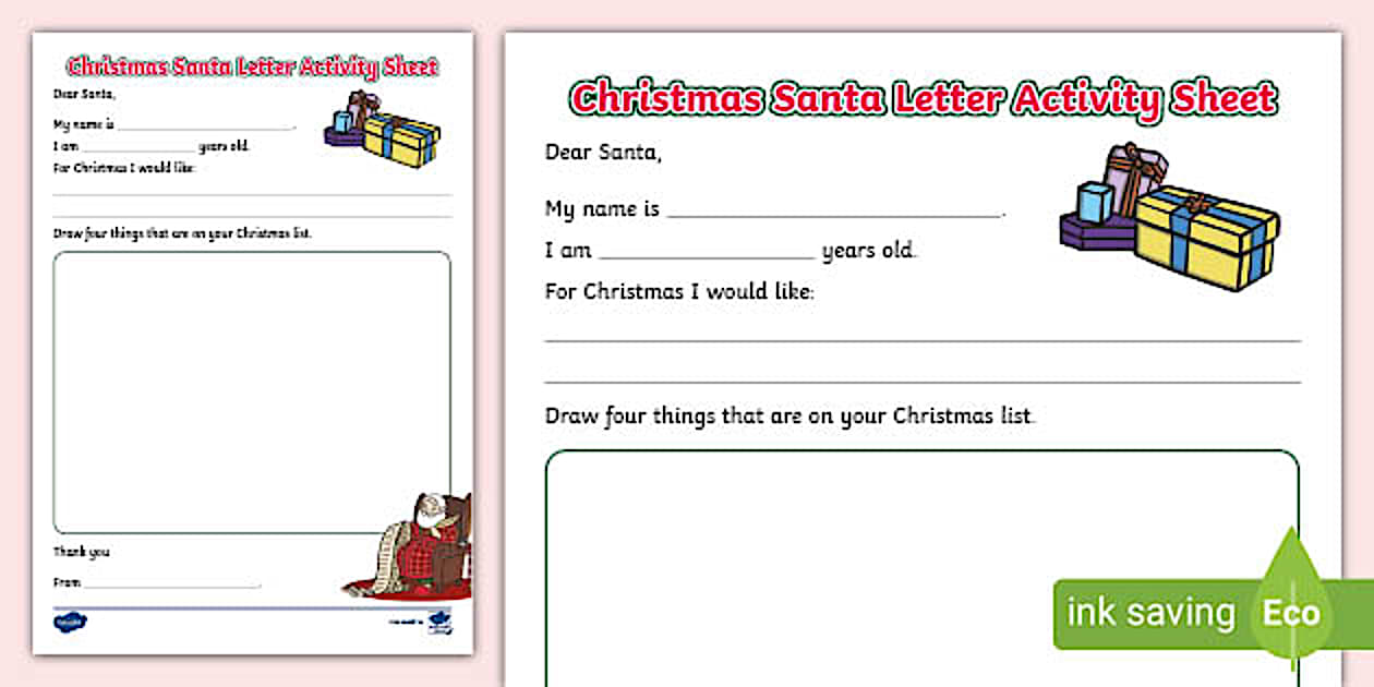 Christmas Santa Letter Activity Sheet (teacher made)