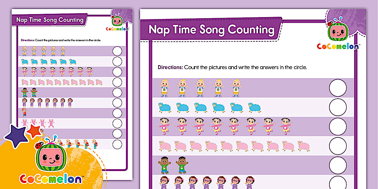 FREE! - CoComelon: Nap Time Song Counting Worksheet - Twinkl