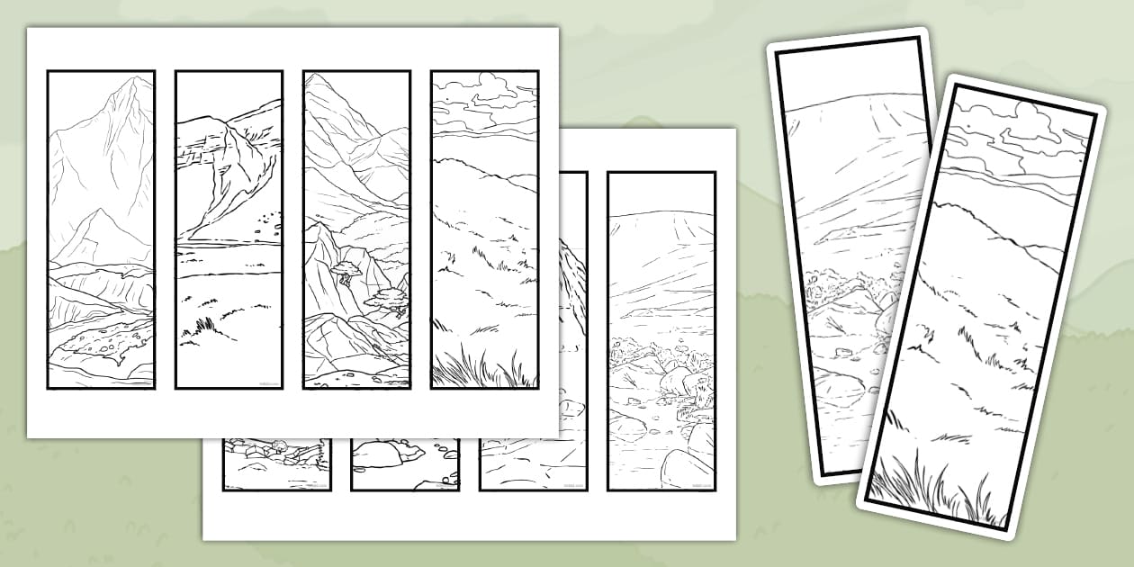 Mountains Colouring Bookmarks