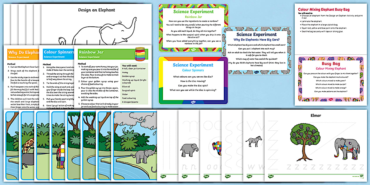 Childminder EYFS Resource Pack to Support Teaching on Elmer