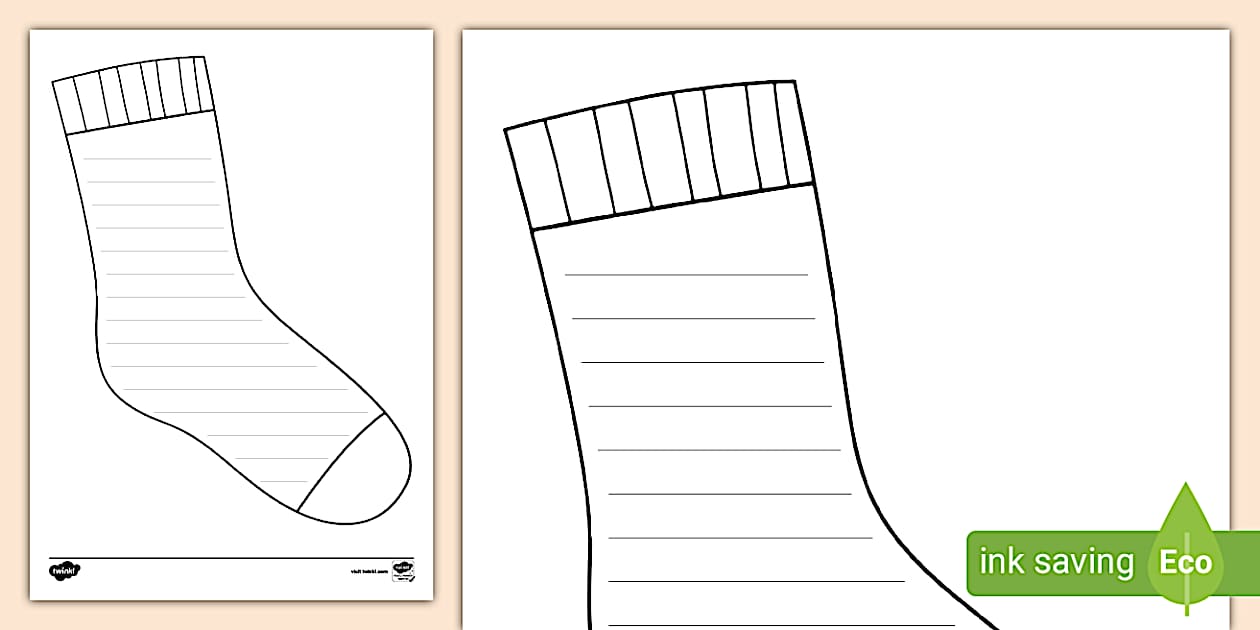 Sock Writing Frame Template (Teacher-Made) - Twinkl