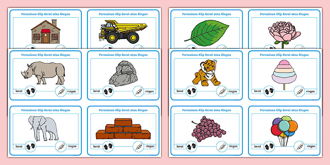 Permainan Klip Berat atau Ringan (teacher made) - Twinkl