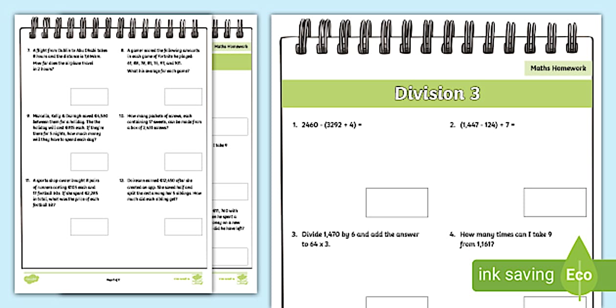 Maths Homework Division 3 (Teacher-Made) - Twinkl