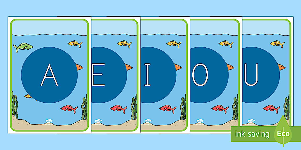 Tarjetas de fonemas - vocales: El pez arcoiris - Twinkl