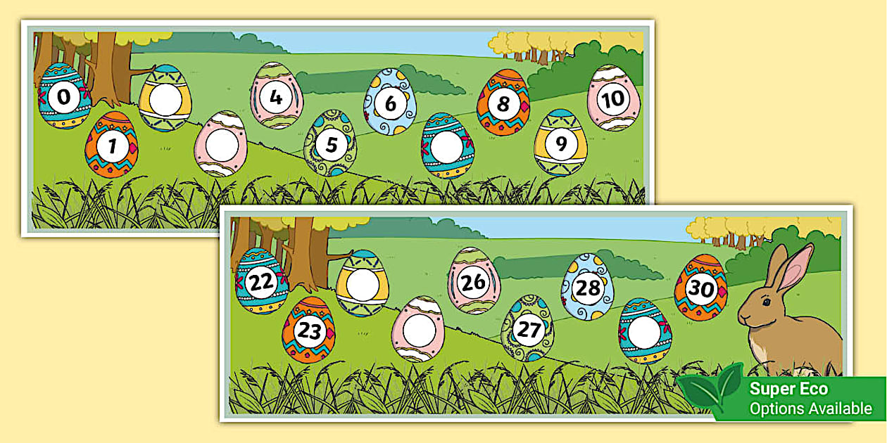 Missing Number Number Line 0-30 (Easter) - Twinkl