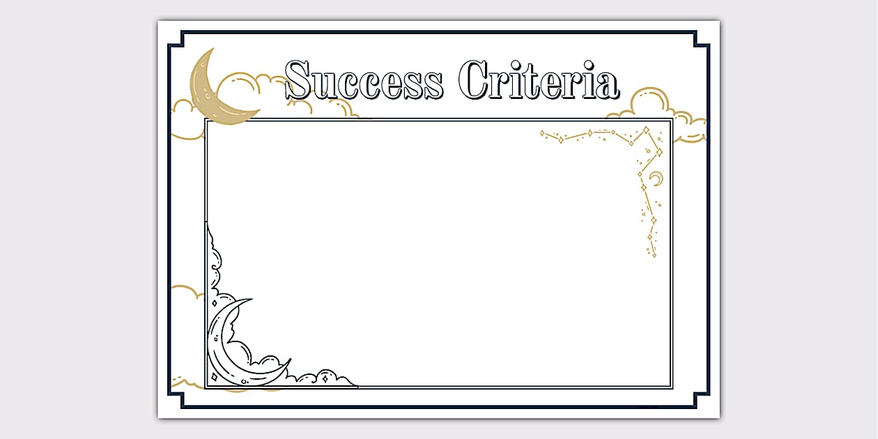 Celestial-Themed Success Criteria Display Poster - Twinkl