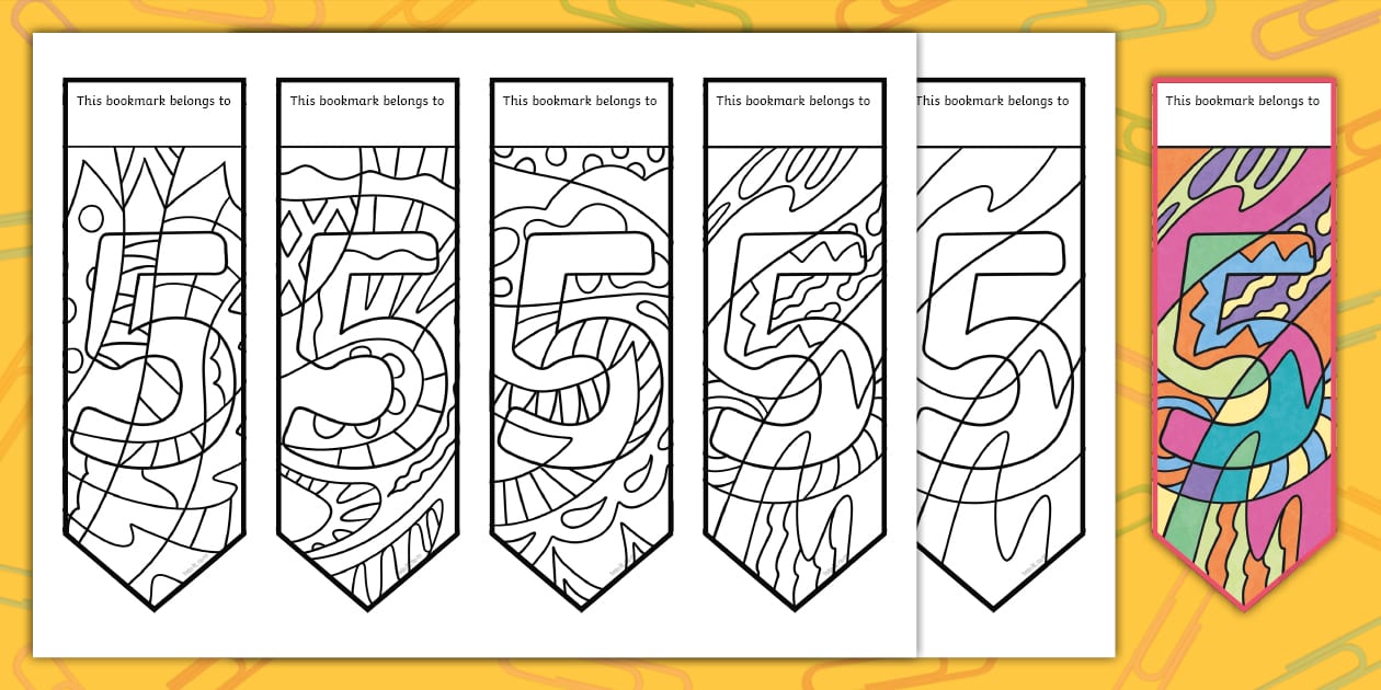 Primary 5 Pop Art Colouring Bookmarks (teacher made)