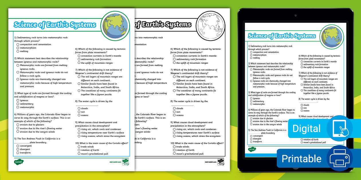 Sixth Grade NGSS Science of Earth's Systems Quiz