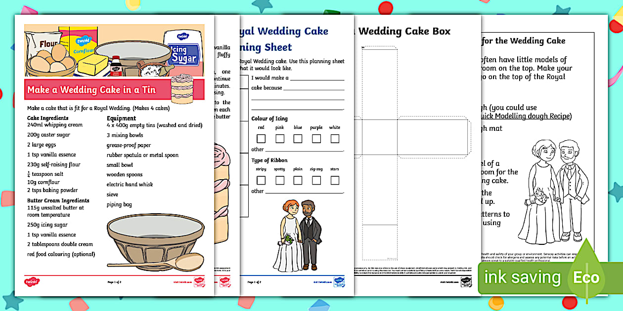 KS1 Design a Souvenir Wedding Cake Activity Pack - Twinkl