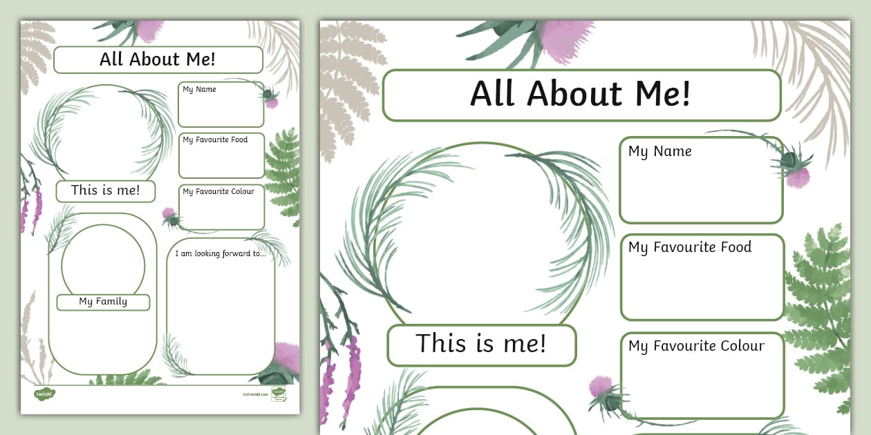 Scottish Botanical-Themed All About Me - Twinkl