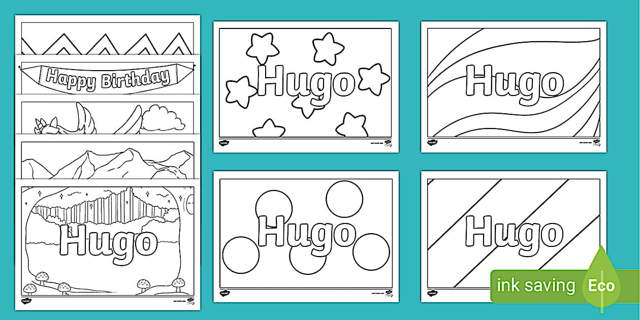 Hugo Name Simple Colouring Activity Sheet | Twinkl | KS1