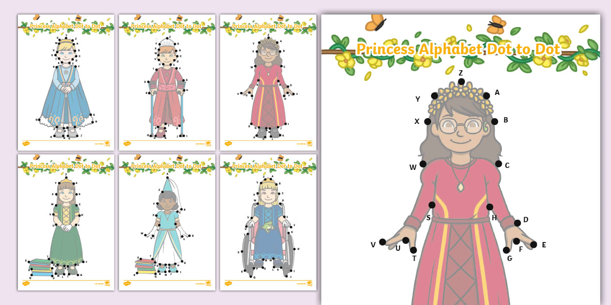 Princess Alphabet Dot to Dot - Twinkl Activity - Twinkl