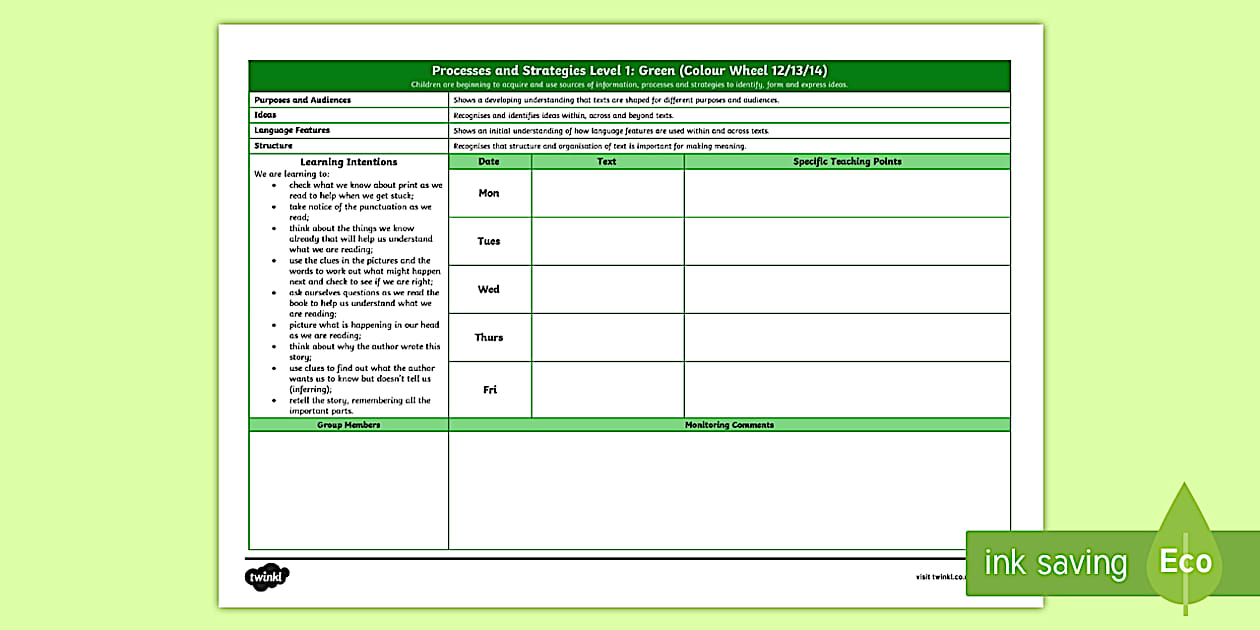 New Zealand Green Weekly Reading Plan - Twinkl