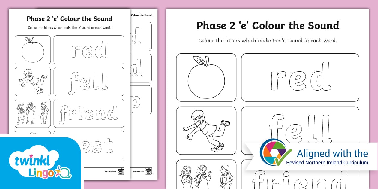 Linguistic Phonics Phase 2 'e' - Colour the Sound