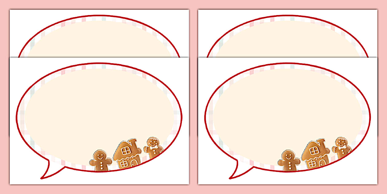 Gingerbread Christmas Themed Speech Bubble Display Cut-Outs
