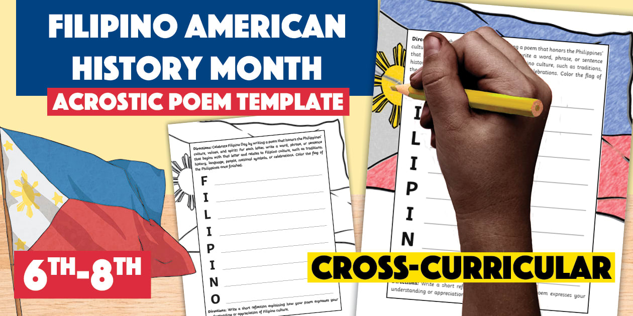Filipino American History Month Acrostic Poem Template