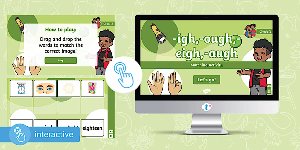 Grade 3 Phonics: -igh,-ough, -eigh, -augh Interactive Go! Game