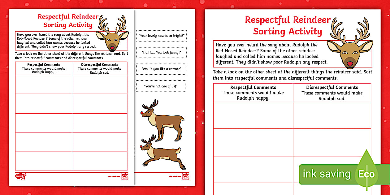 Respect at Christmas Activity | Respectful Reindeer Sorting