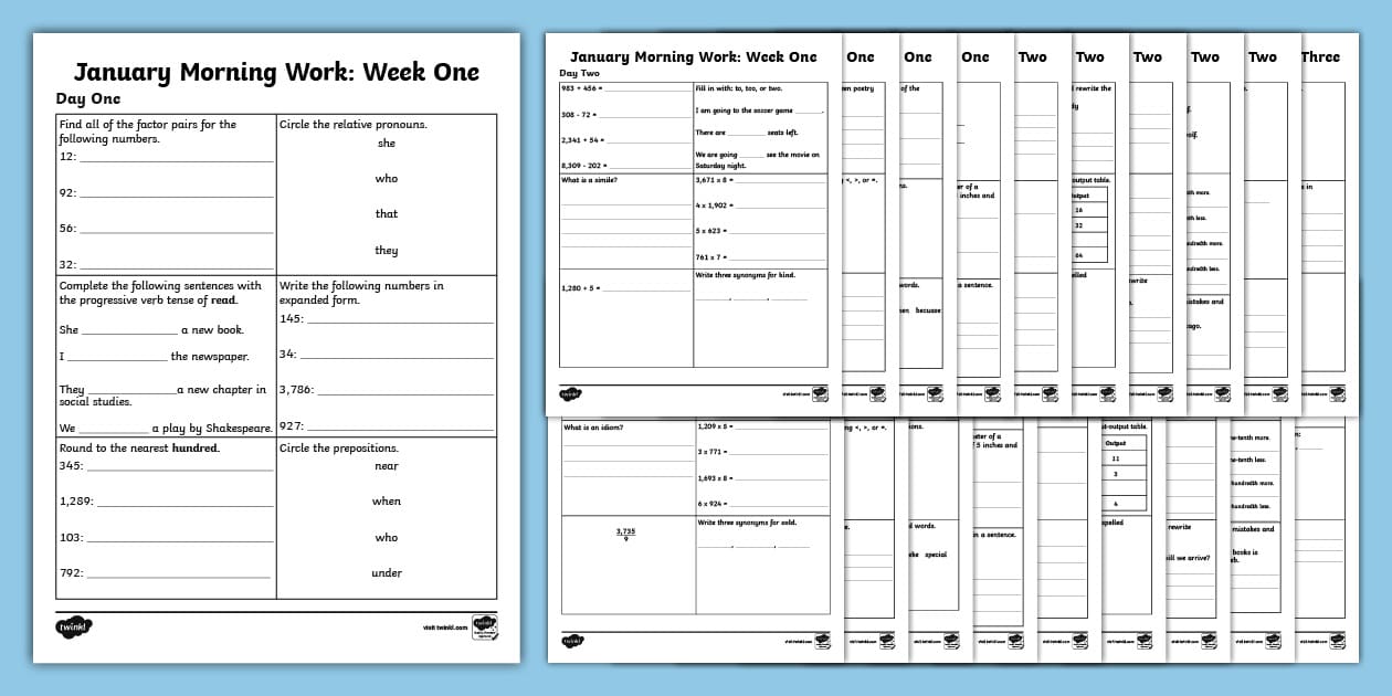 Fourth Grade January Morning Work Bundle (teacher made)