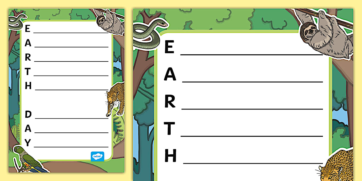 Black and White Earth Day Acrostic Poem (teacher made)