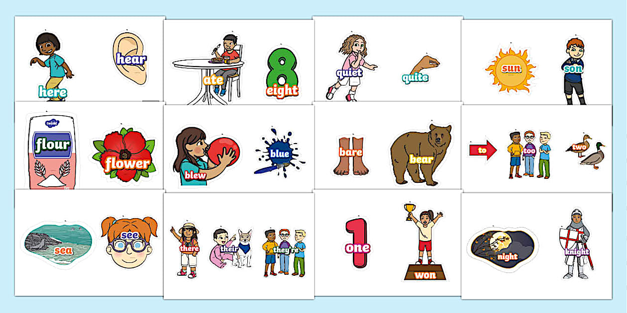 * NEW * Homophones Cut-Outs (teacher made) - Twinkl