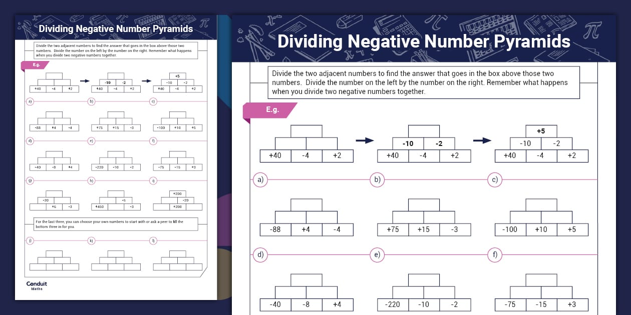 Dividing Negative Number Pyramids (teacher made) - Twinkl