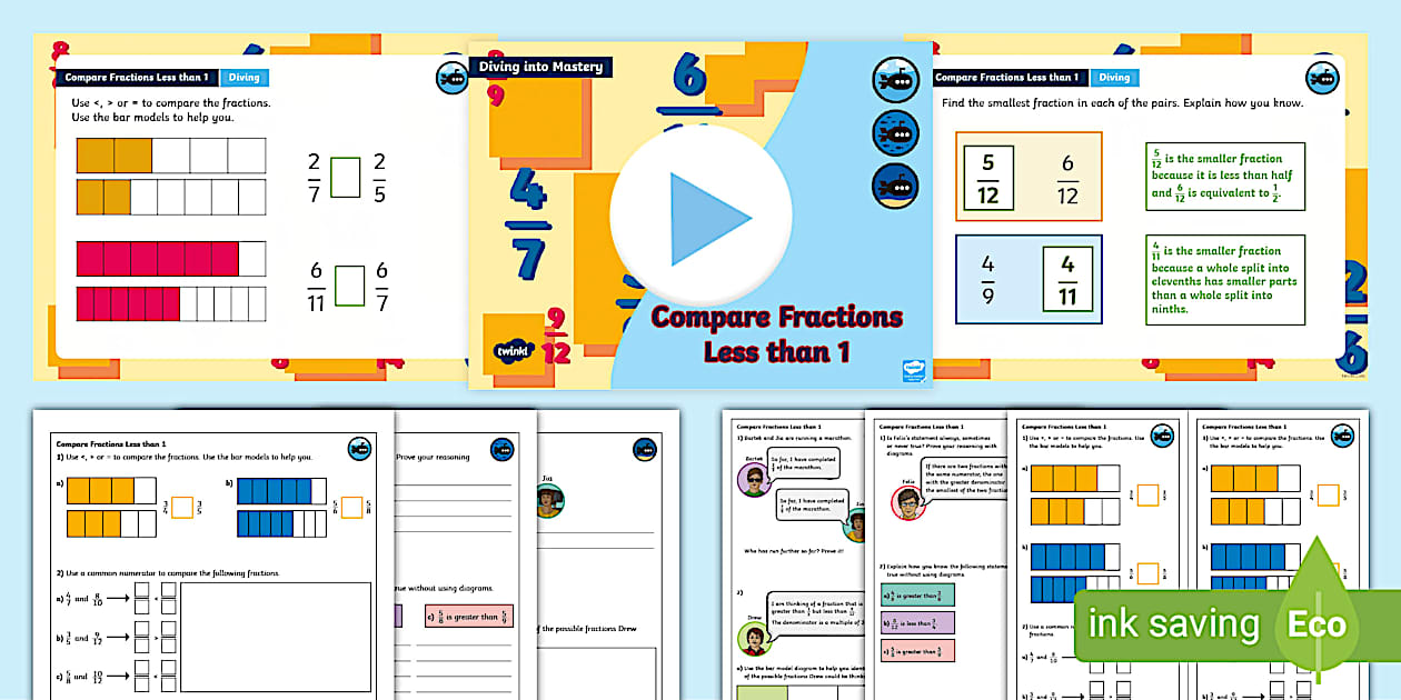 👉 White Rose Supporting Y5 Compare Order Fractions Less than 1