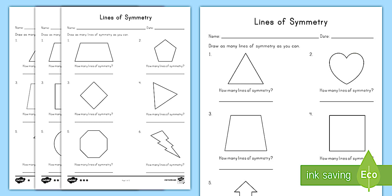 Lines of Symmetry Differentiated Worksheet for 3rd-5th Grade