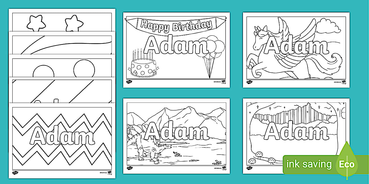 Adam Name Simple Colouring Activity Sheet (Teacher-Made)