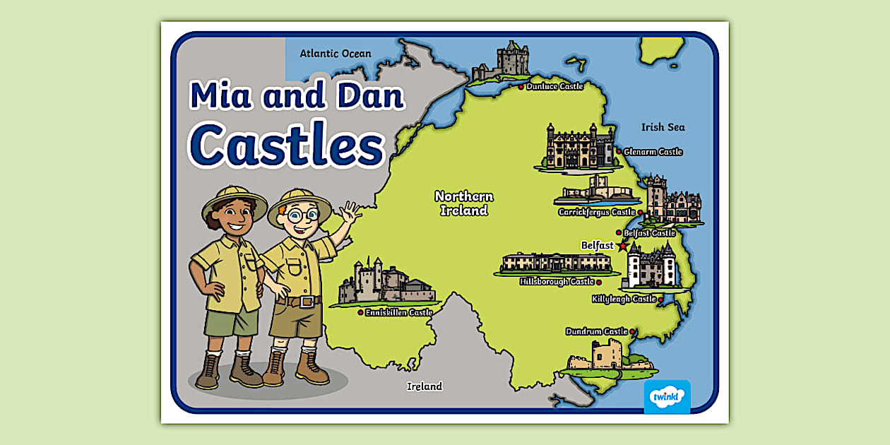 Mia and Dan Castles Map Poster (teacher made) - Twinkl