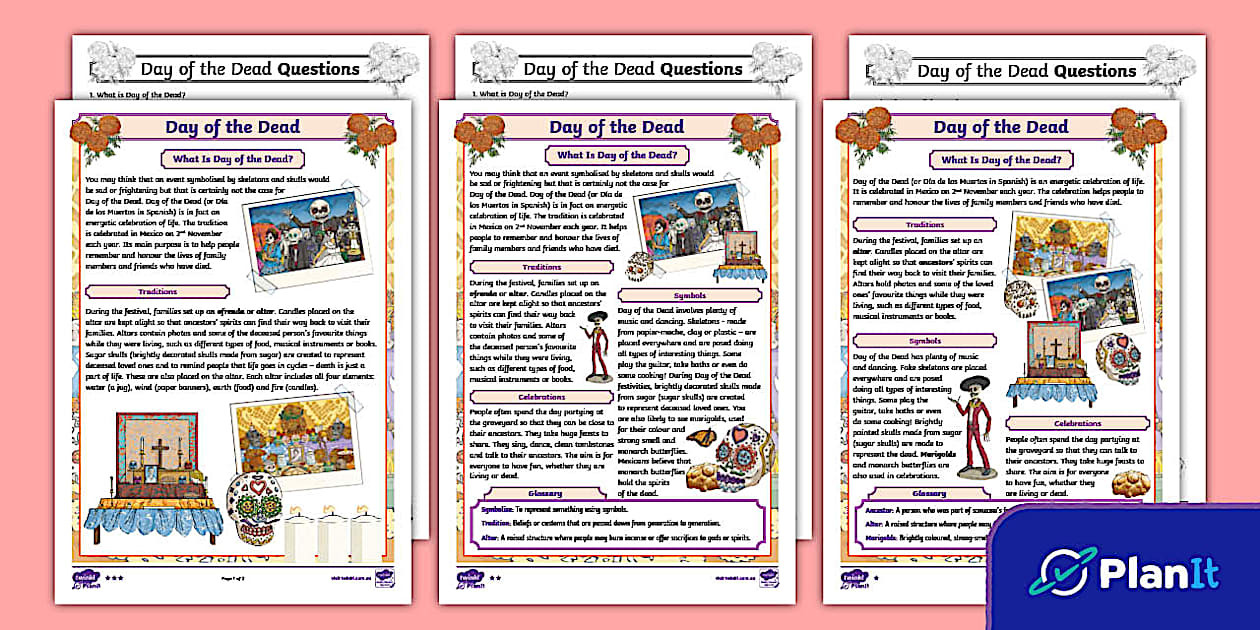 Year 3 HASS Celebrations Day of the Dead Comprehension